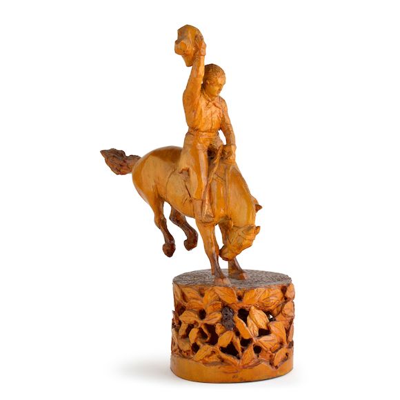Bonhams Skinner : Carved Figure of a Cowboy on Bronco John E. Ginter ...
