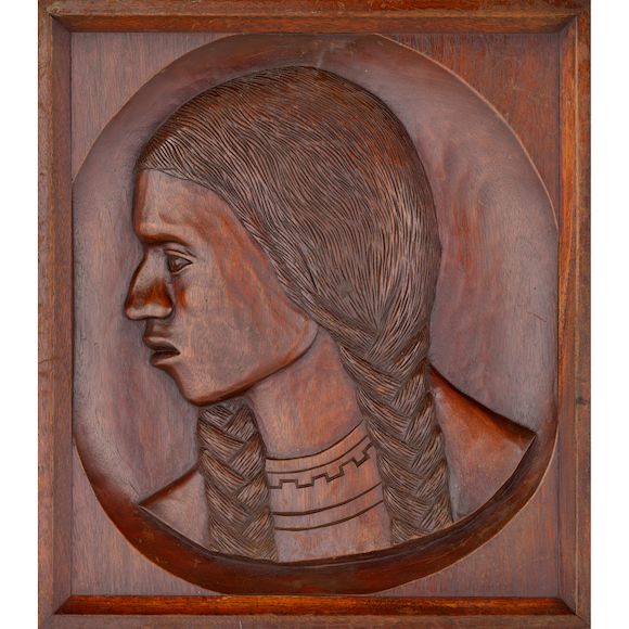 Bonhams Skinner : Relief Carving of a Native American United States, c ...