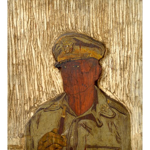Bonhams Skinner : Carved and Collaged Portrait of General MacArthur ...