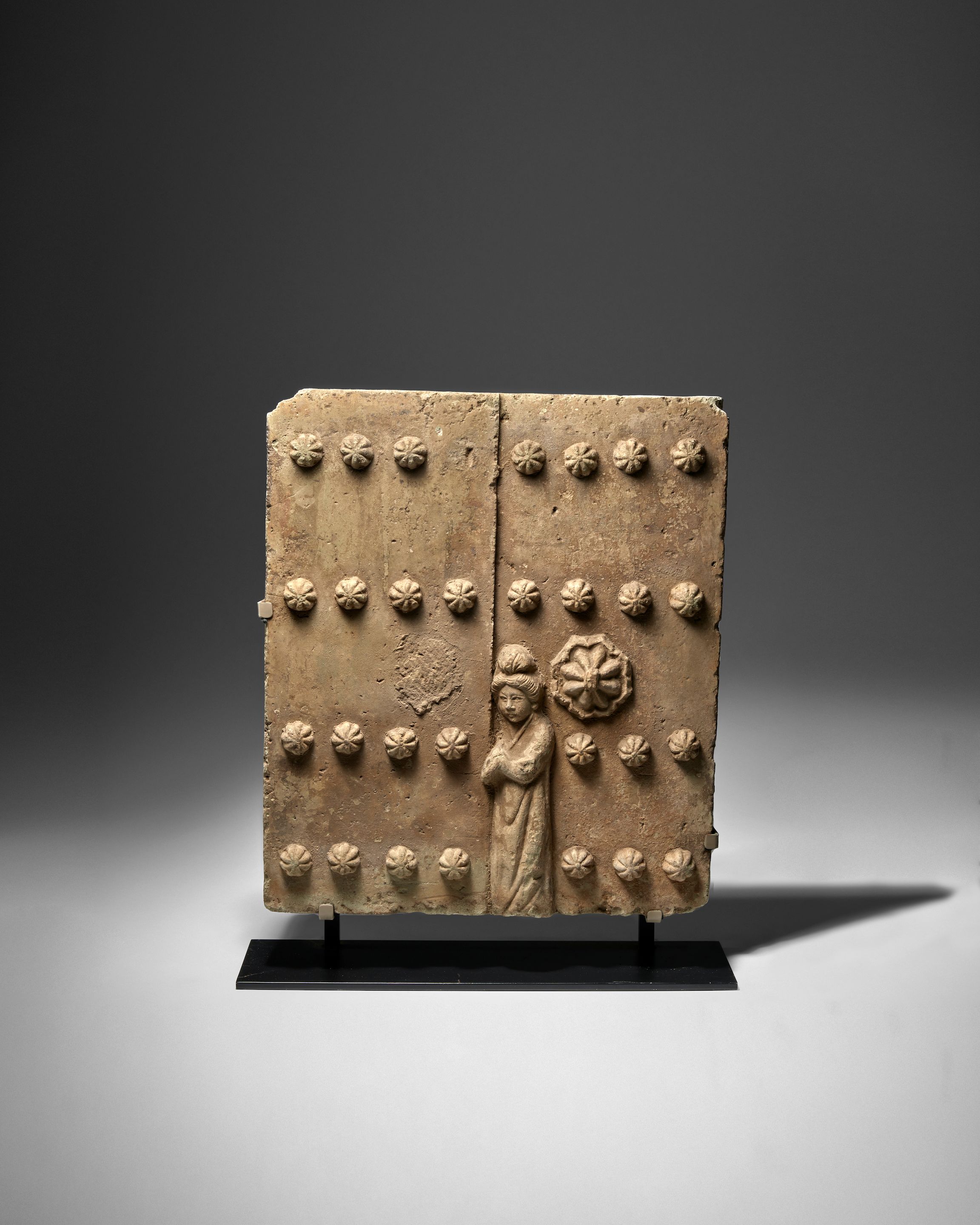 Bonhams : A MOLDED POTTERY 'WELCOMING FIGURE' PANEL Song/Jin dynasty ...