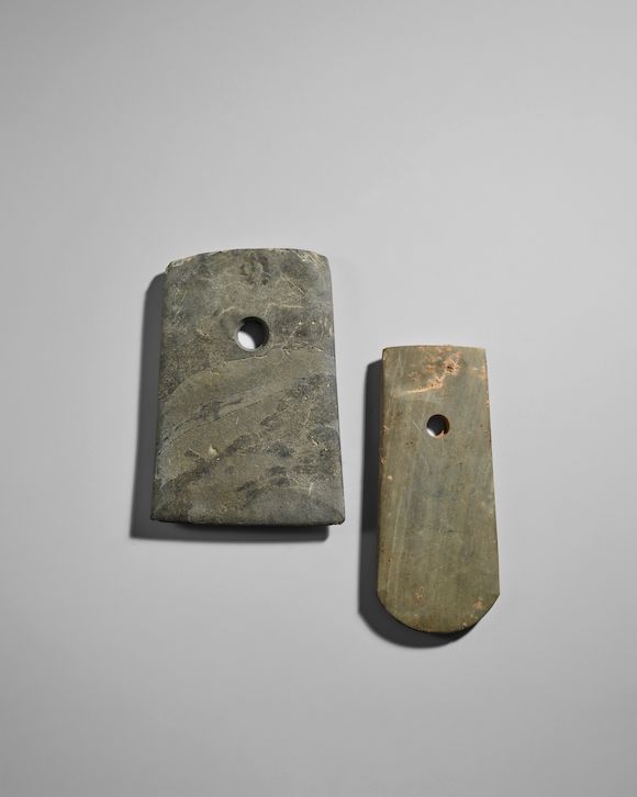Bonhams : TWO NEOLITHIC STRIATED GRAY STONE AXE, FU circa 5th-3rd ...