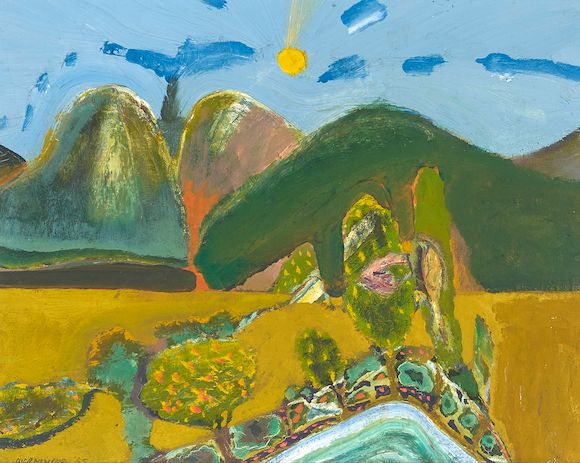 Bonhams : Arthur Okamura (1932-2009) Yellow Moon 12 x 15 in. (framed 17 ...