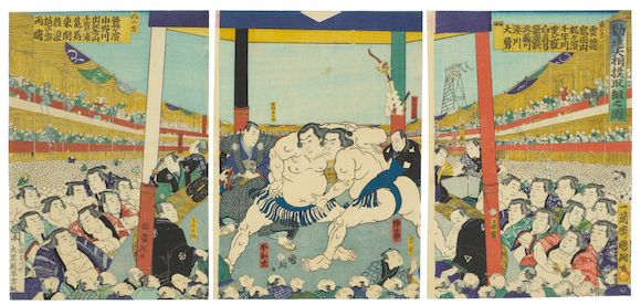 Bonhams : A GROUP OF EIGHT SUMO WRESTLING AND WRESTLER PRINTS Edo ...