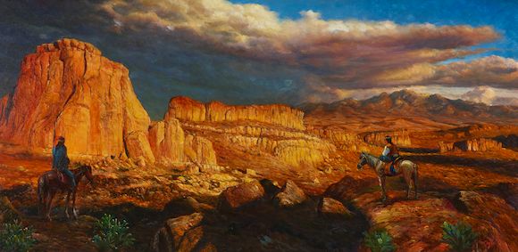 Bonhams : Ed Copley (born 1944) Thunder on the Horizon 24 x 48 in ...