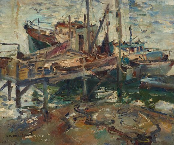 Bonhams : Maurice Logan (1886-1977) Shrimp Boats 20 x 24 in. framed 27 ...