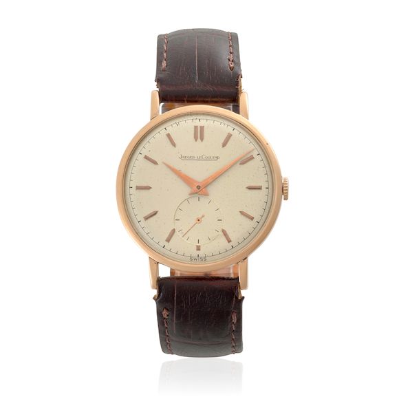 Bonhams : JAEGER LECOULTRE. A PINK GOLD WRISTWATCHc. 1960