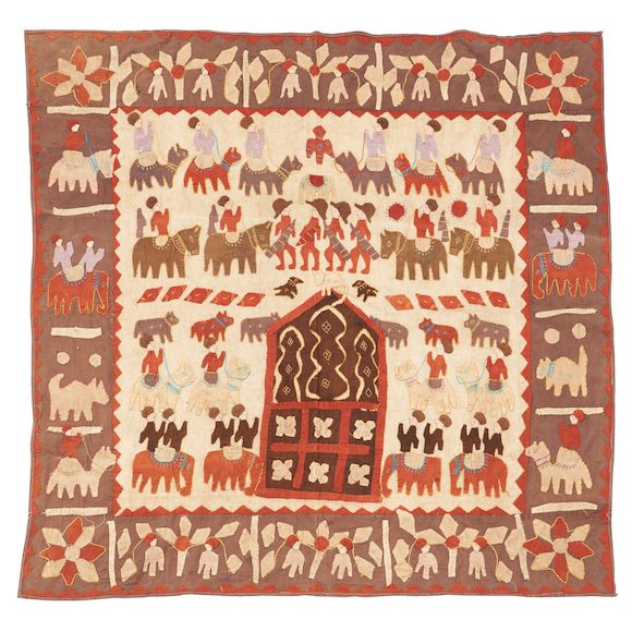 Bonhams Skinner : Indian Applique Temple Cloth with Elephants India 4 ...