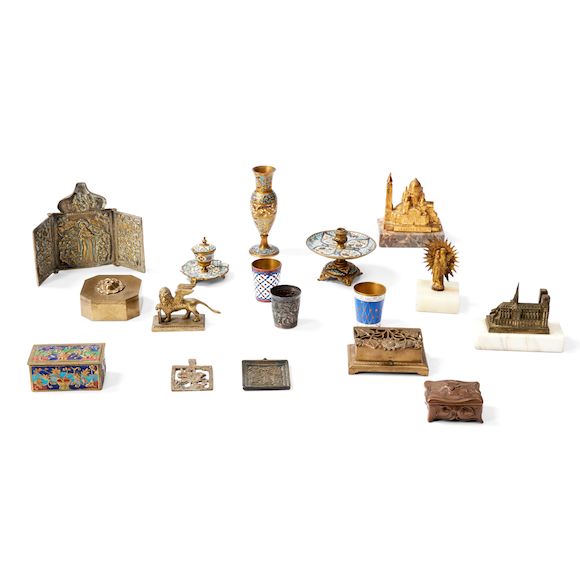 Bonhams Skinner : Group of Brass Desk Accessories and Tourist Mementos
