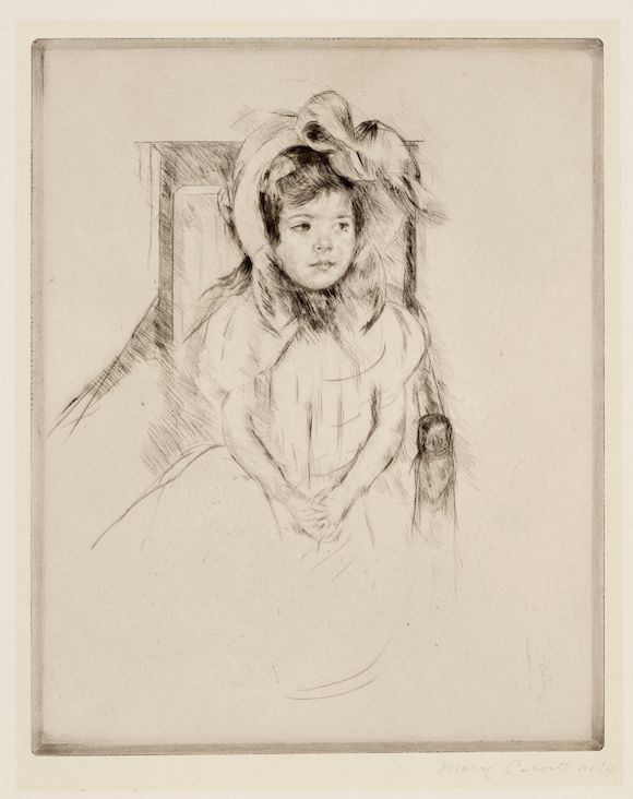 Bonhams : Mary Cassatt (1844-1926); Margot Wearing a Large Bonnet ...