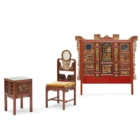 Bonhams Skinner Three Carved Giltlacquered Furniture Items