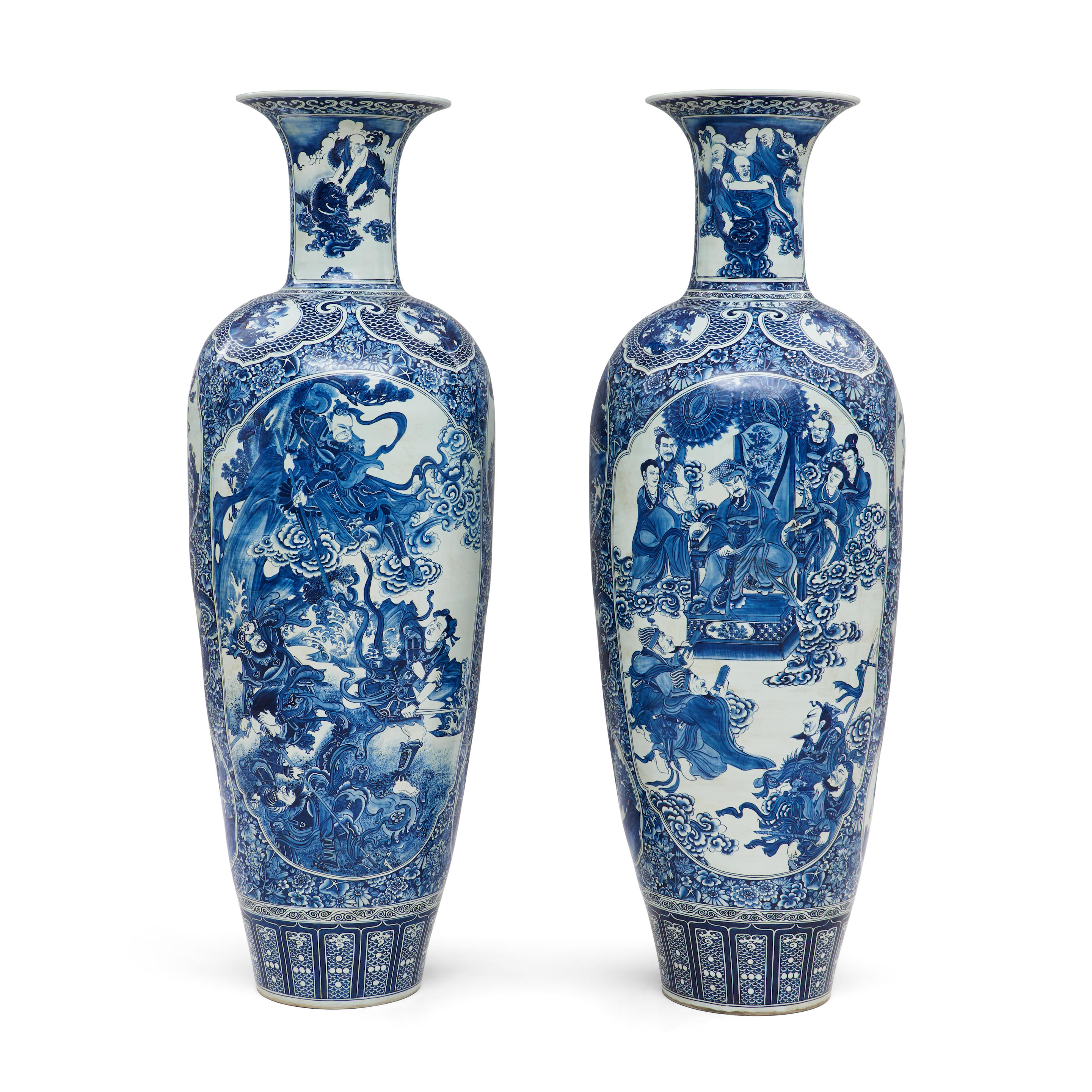 Bonhams Skinner Pair Of Monumental Blue And White Palace Vases