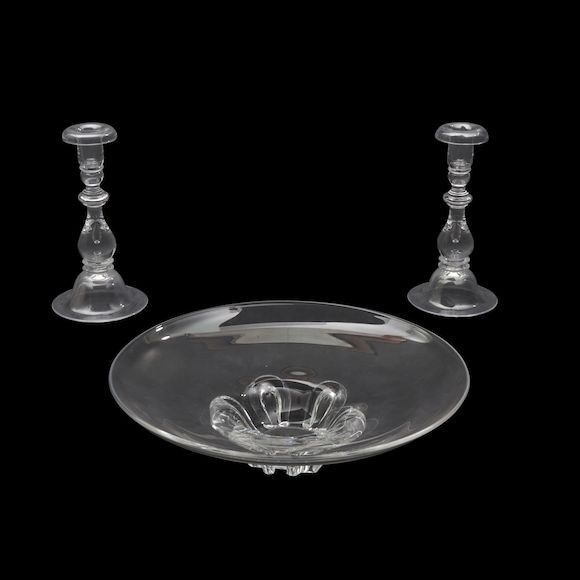Bonhams Skinner : Steuben Crystal Bowl and Candlesticks Corning, New ...