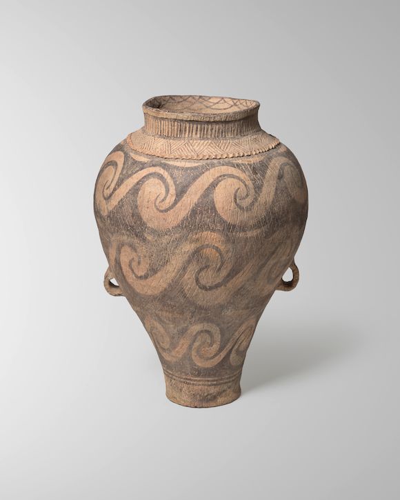 Bonhams : A LARGE AND RARE BLACK-PAINTED POTTERY JAR Qinghai/Gansu ...