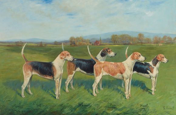 Bonhams : George Thomas Paice (British, 1854-1925) Prize fox hounds in ...