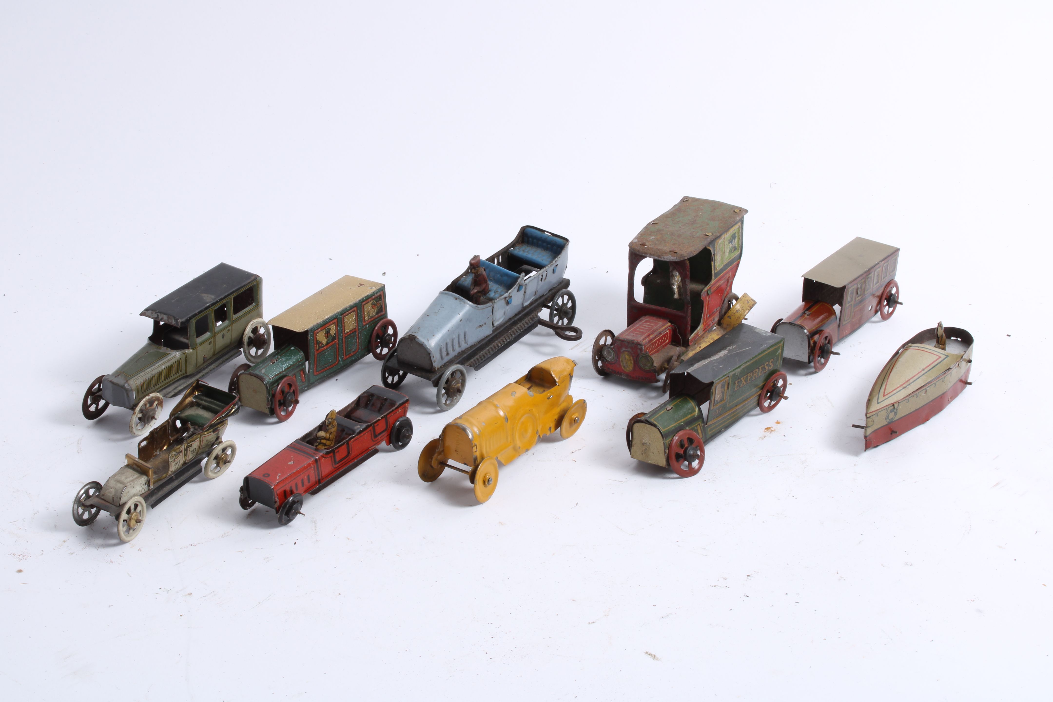 Bonhams Cars : Ten tinplate 'penny' toys, (10)
