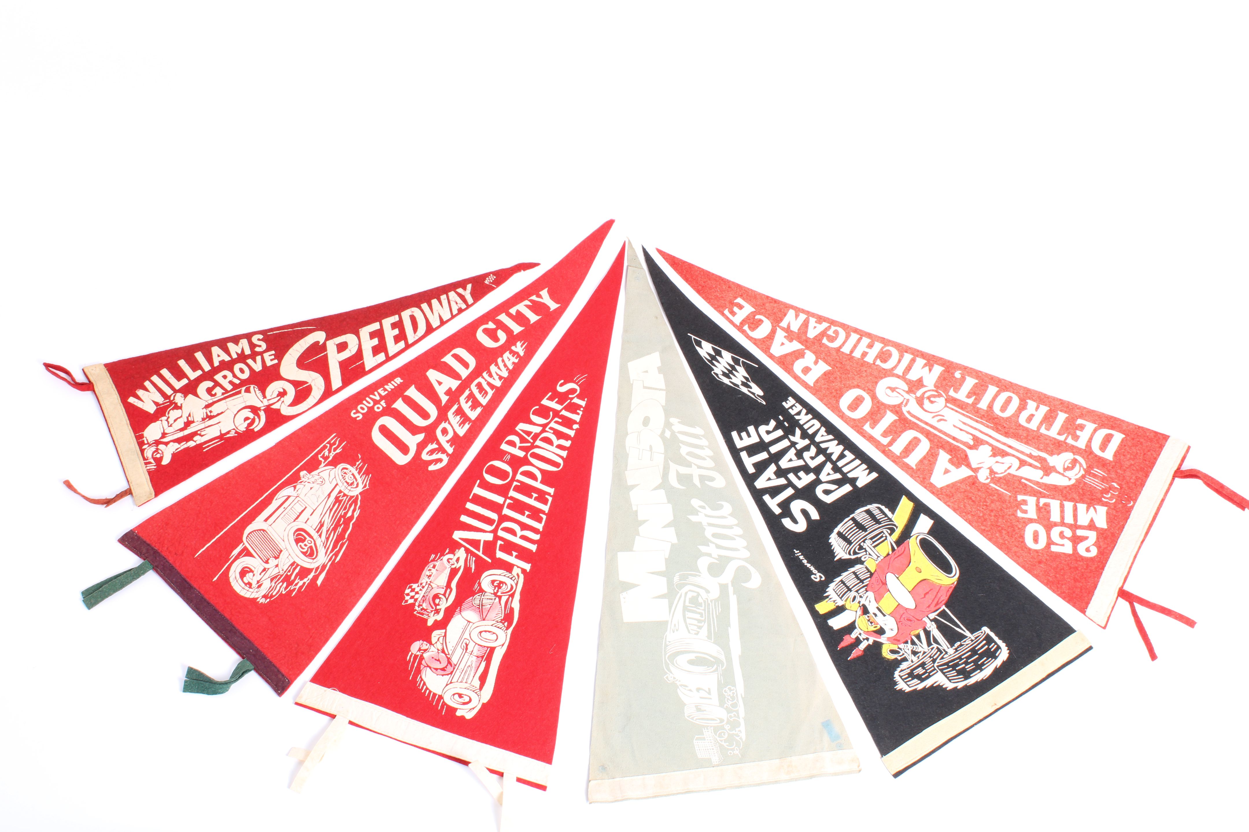 Bonhams Cars : Six Speedway and motor racing felt pennants, (6)