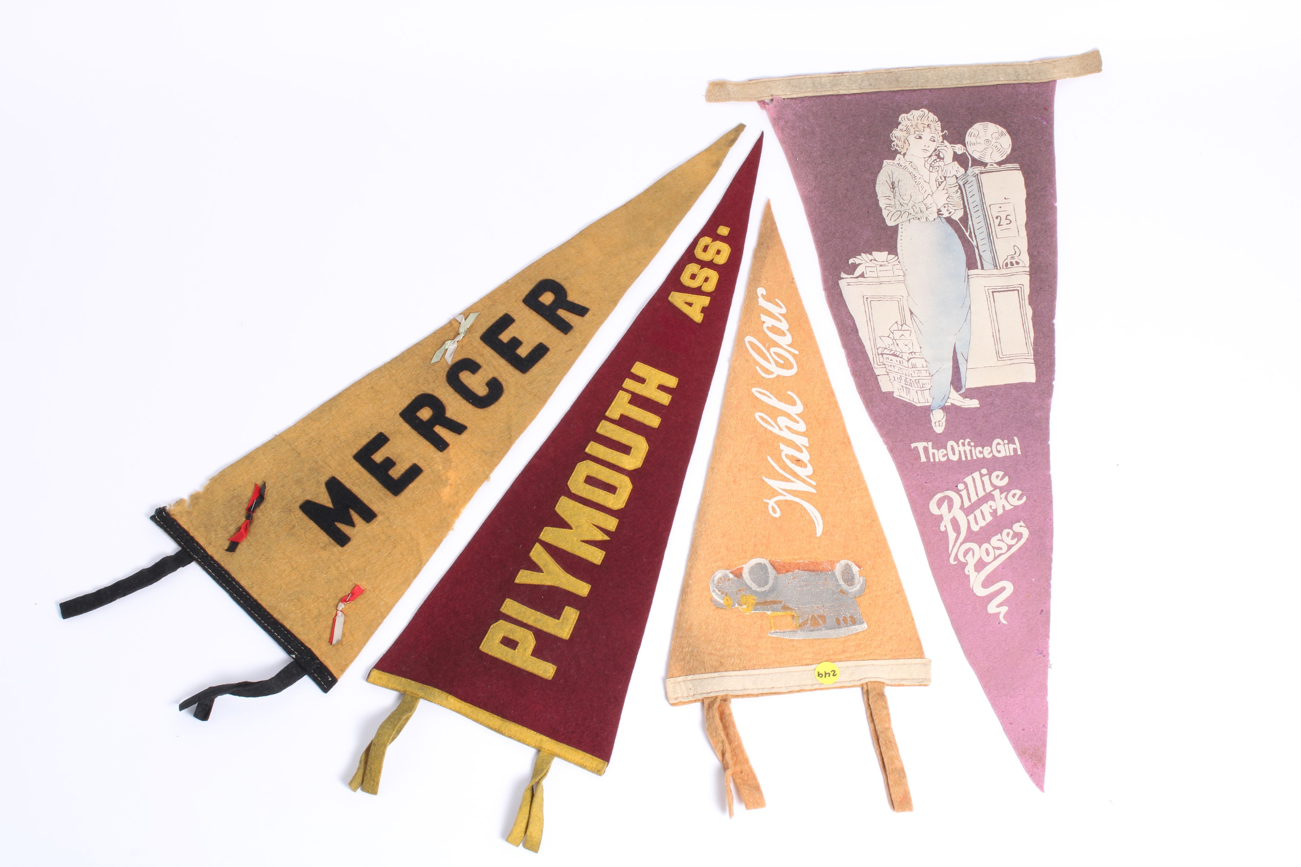 Bonhams Cars : Four assorted felt pennants, (4)