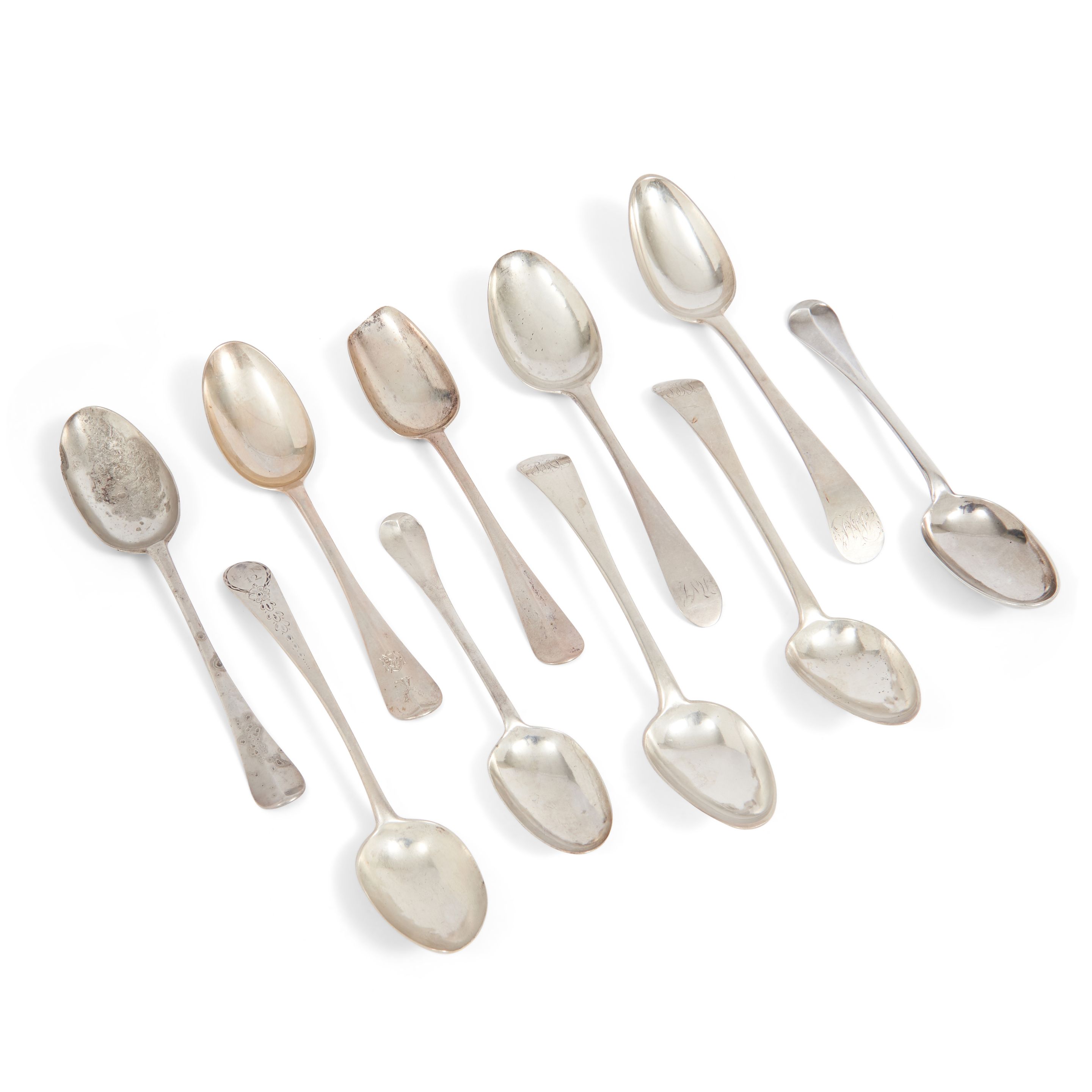Bonhams Skinner : Ten Silver Tablespoons, America, 18th century.