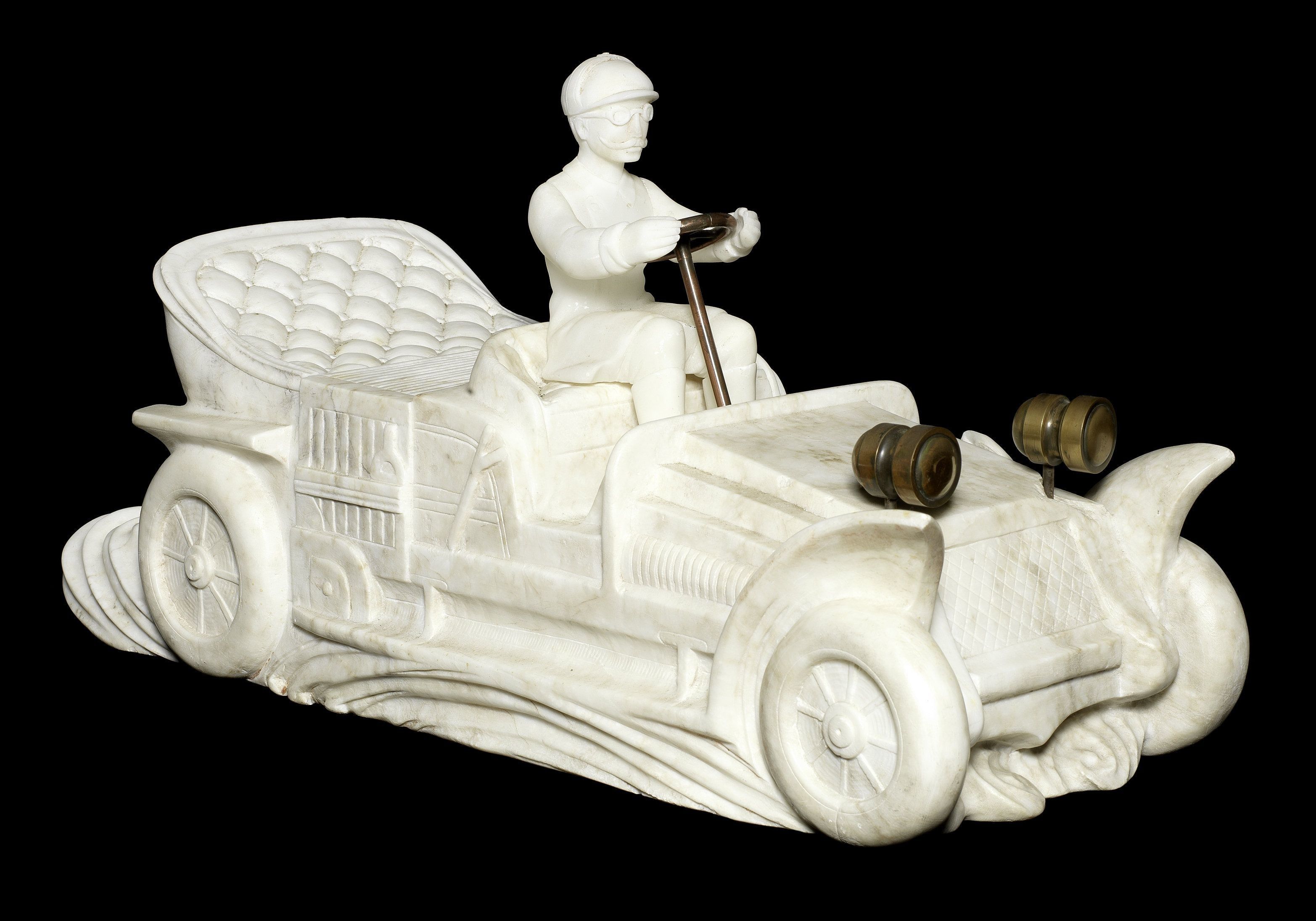 Bonhams Cars : An Alabaster statue of an early motor car, ((2))