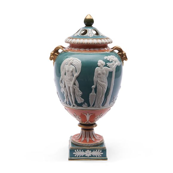 Bonhams Skinner : Wedgwood Victoria Ware Potpourri Vase and Cover ...