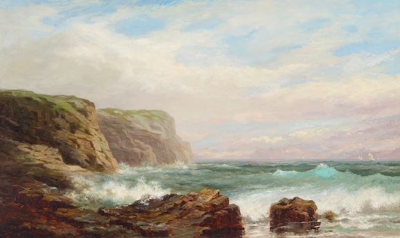 Bonhams : Xanthus Russell Smith (1839-1929) Surf on a Rocky Coast with ...