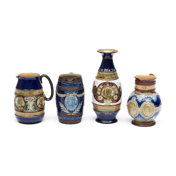 Bonhams Skinner Four Doulton Glazed Stoneware Commemorative Items
