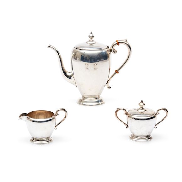 Bonhams Skinner : Three-piece Preisner Sterling Silver Coffee Set,
