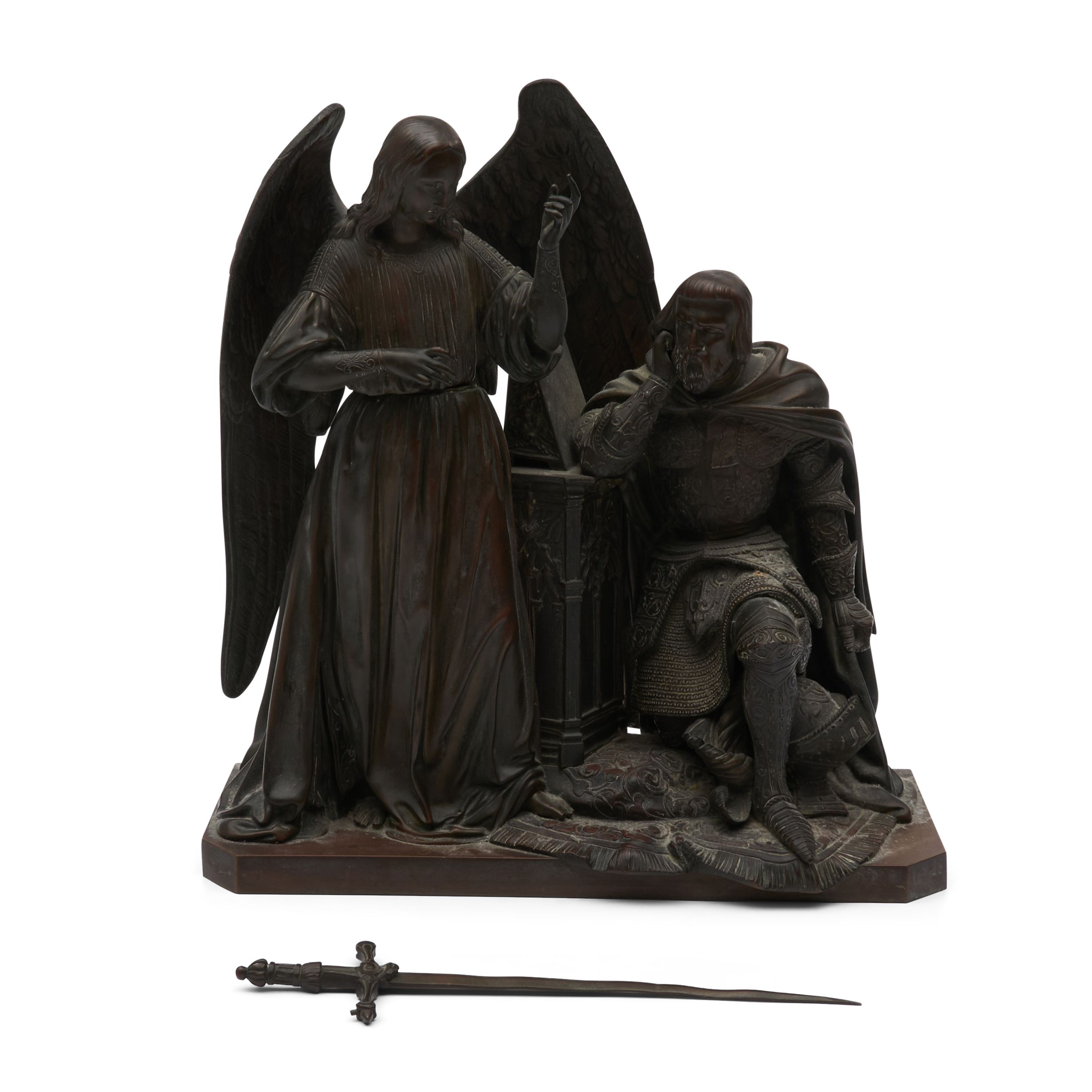 Bonhams Skinner : Bronze Model of an Angel and Crusader France, 19th ...
