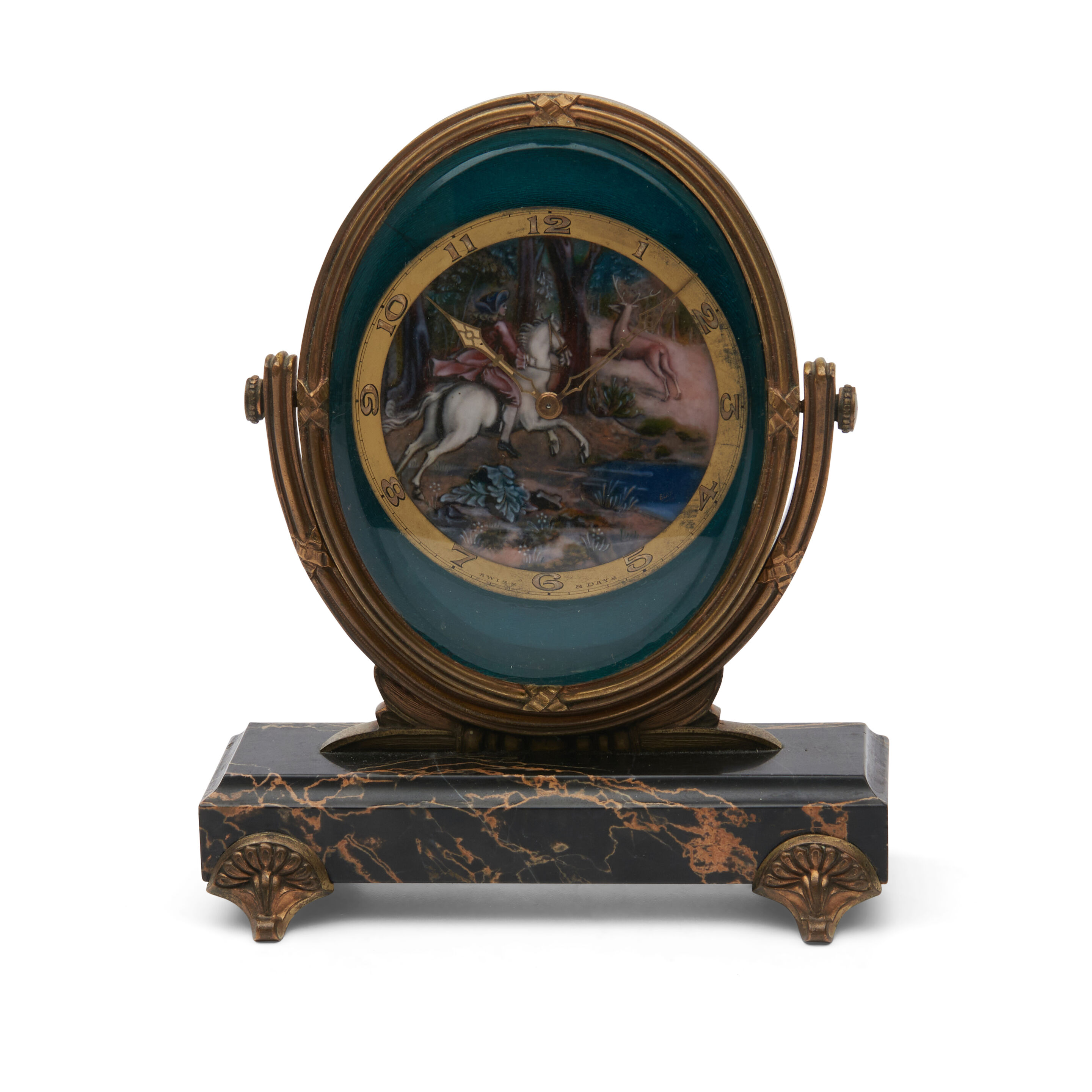 Bonhams Skinner : Gilt Bronze, Enamel and Marble Timepiece, France, late 19th/early 20th century,