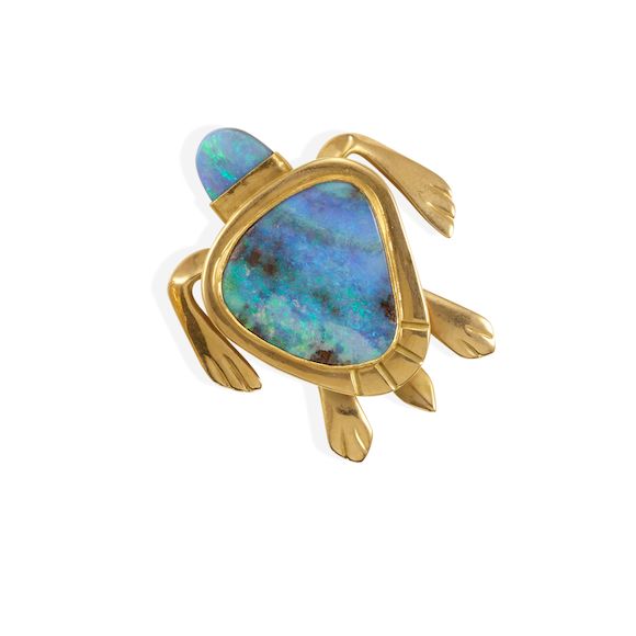 Bonhams : A GOLD AND OPAL ENHANCER PENDANT