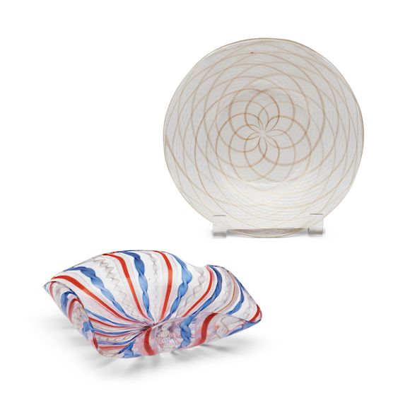 Bonhams Skinner : Two Murano Glass Latticinio Plates