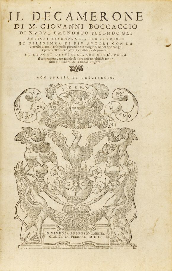 Bonhams : BOCCACCIO, GIOVANNI. 1313-1375. Il Decamerone ... di nuovo ...