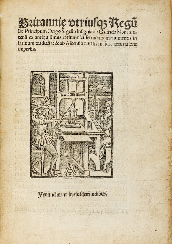 Bonhams : GEOFFREY OF MONMOUTH. Britanniae utriusque regnum et ...