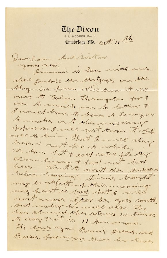 Bonhams : ANNIE OAKLEY LETTER TO HER NIECE FERN. OAKLEY, ANNIE. 1860 ...