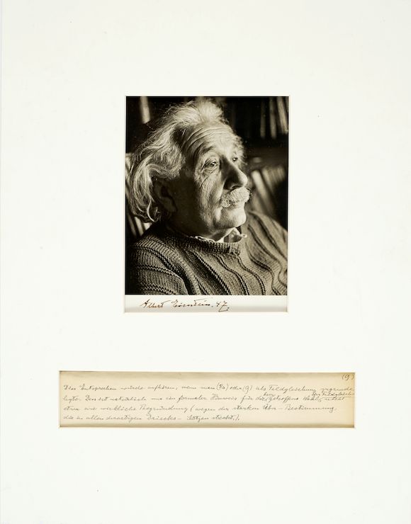 Bonhams : EINSTEIN SIGNED PHOTOGRAPH WITH AUTOGRAPH SCIENTIFIC ...
