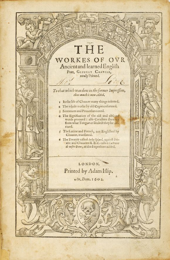 Bonhams : CHAUCER, GEOFFREY. 1340?-1400. The Workes of Our Ancient and ...