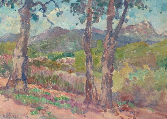 Bonhams : Charles A. Fries (1854-1940) Oaks near Mussey Grade 10 x 14 ...