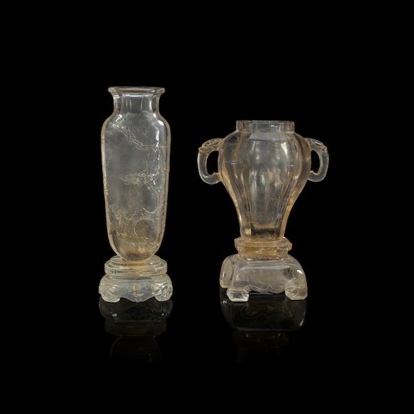 Bonhams : Two Carved Rock Crystal Vases
