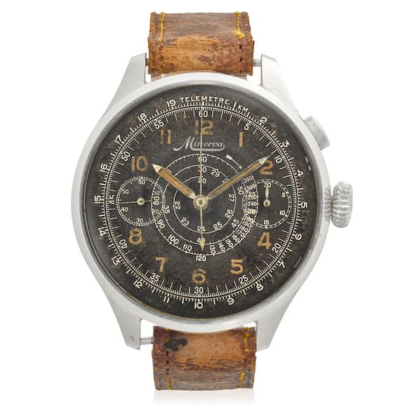 Bonhams : MINERVA. A FINE STAINLESS STEEL MANUAL WIND MILITARY ...