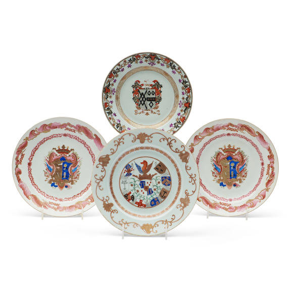 Bonhams Skinner Four Armorial Porcelain Plates China 18th19th Century
