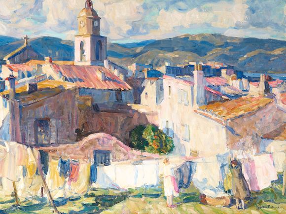 Bonhams : E. Charlton Fortune (1885-1969) Wash Day at St. Tropez 30 x ...