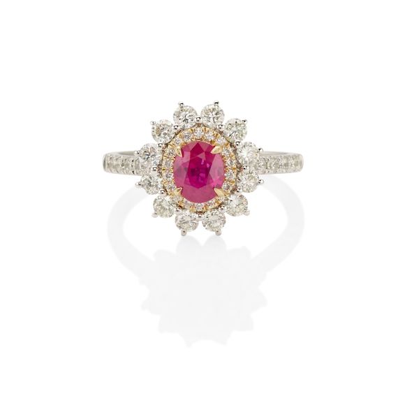 Bonhams : A BI-COLOR GOLD, RUBY AND DIAMOND RING