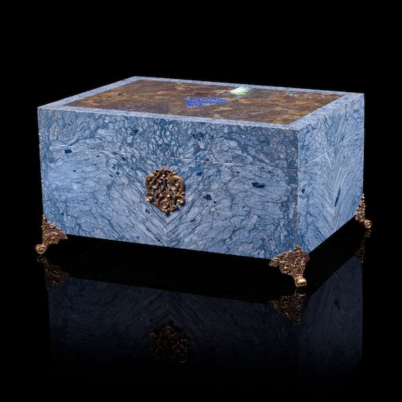 Bonhams : Rhodusite, Labradorite and Lapis Intarsia Box by Konstantin ...