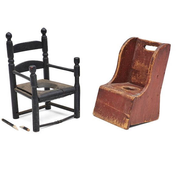 Bonhams Skinner : Two Child's Painted Pine and Hardwood Potty Chairs ...