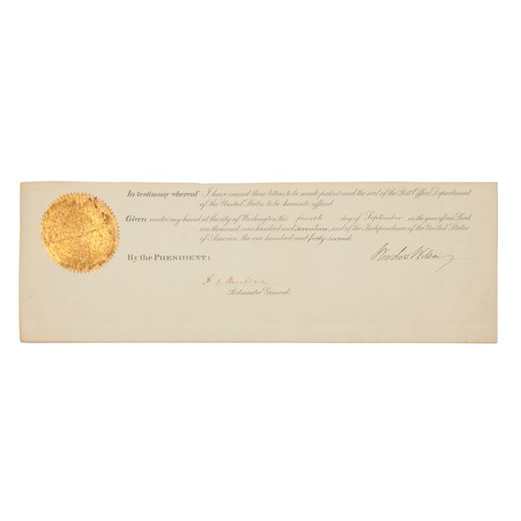 Bonhams Skinner : Wilson, Woodrow (1856-1924) Partial document signed
