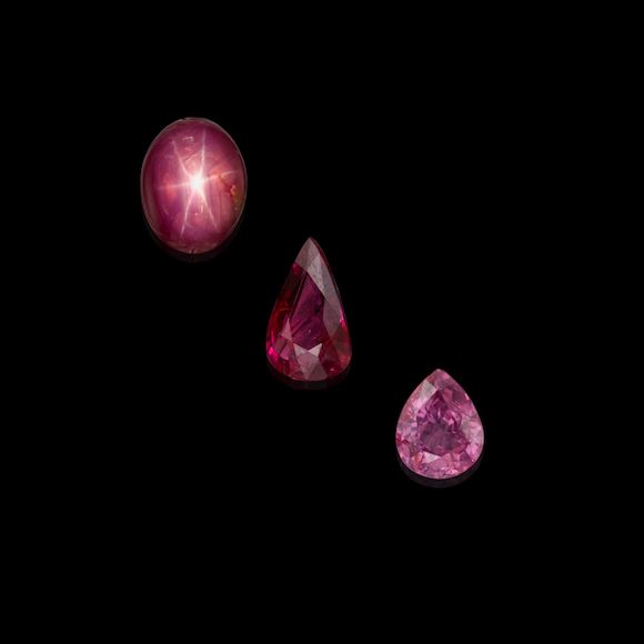 Bonhams : Three Rubies including a Star Ruby