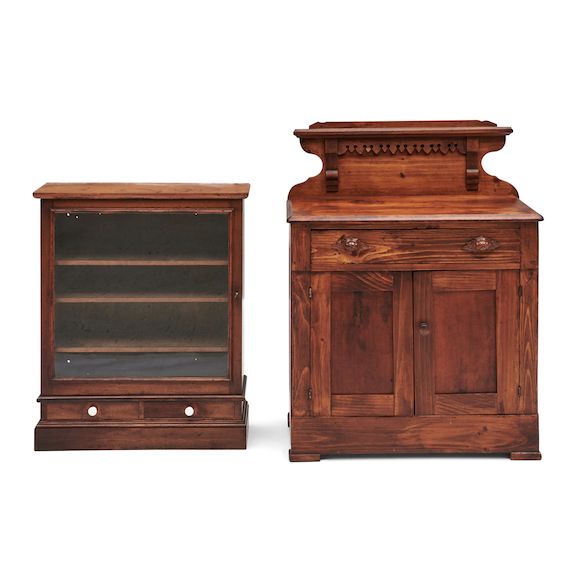 Bonhams Skinner : Country Mahogany Dry Sink and a Mahogany Glazed Vitrine