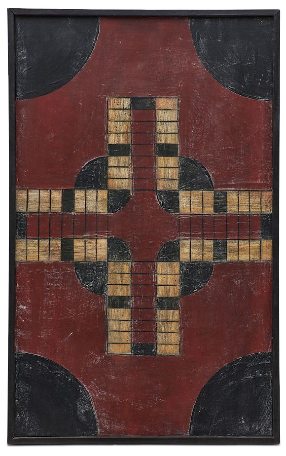 Bonhams Skinner : Painted Parchesi Board, K. William Kautz (b. 1953 ...