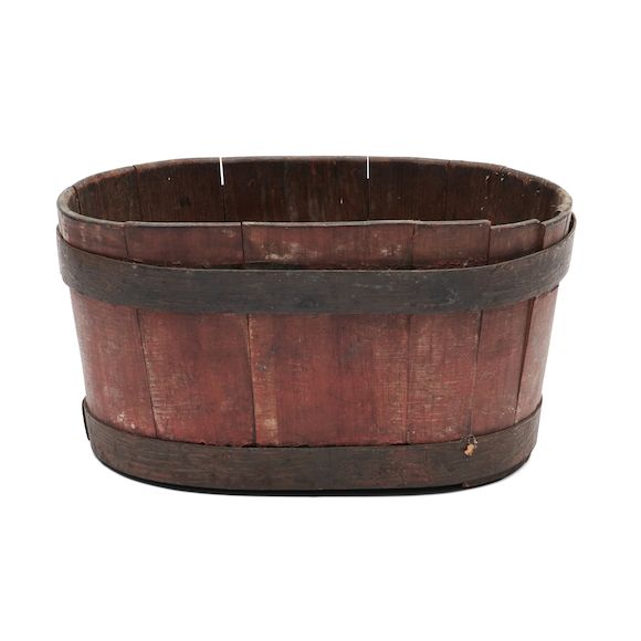 Bonhams Skinner : Red-painted Coopered Bucket, America, 19th/20th century.