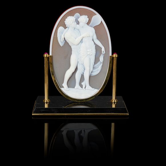 Bonhams : Two-Color Agate Cameo - "Amor and Psyche" by Matthias Postler ...